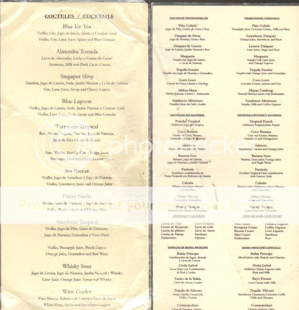 Bahia principe Map, Drinks Menu & A'La cartes List - Akumal Forum ...